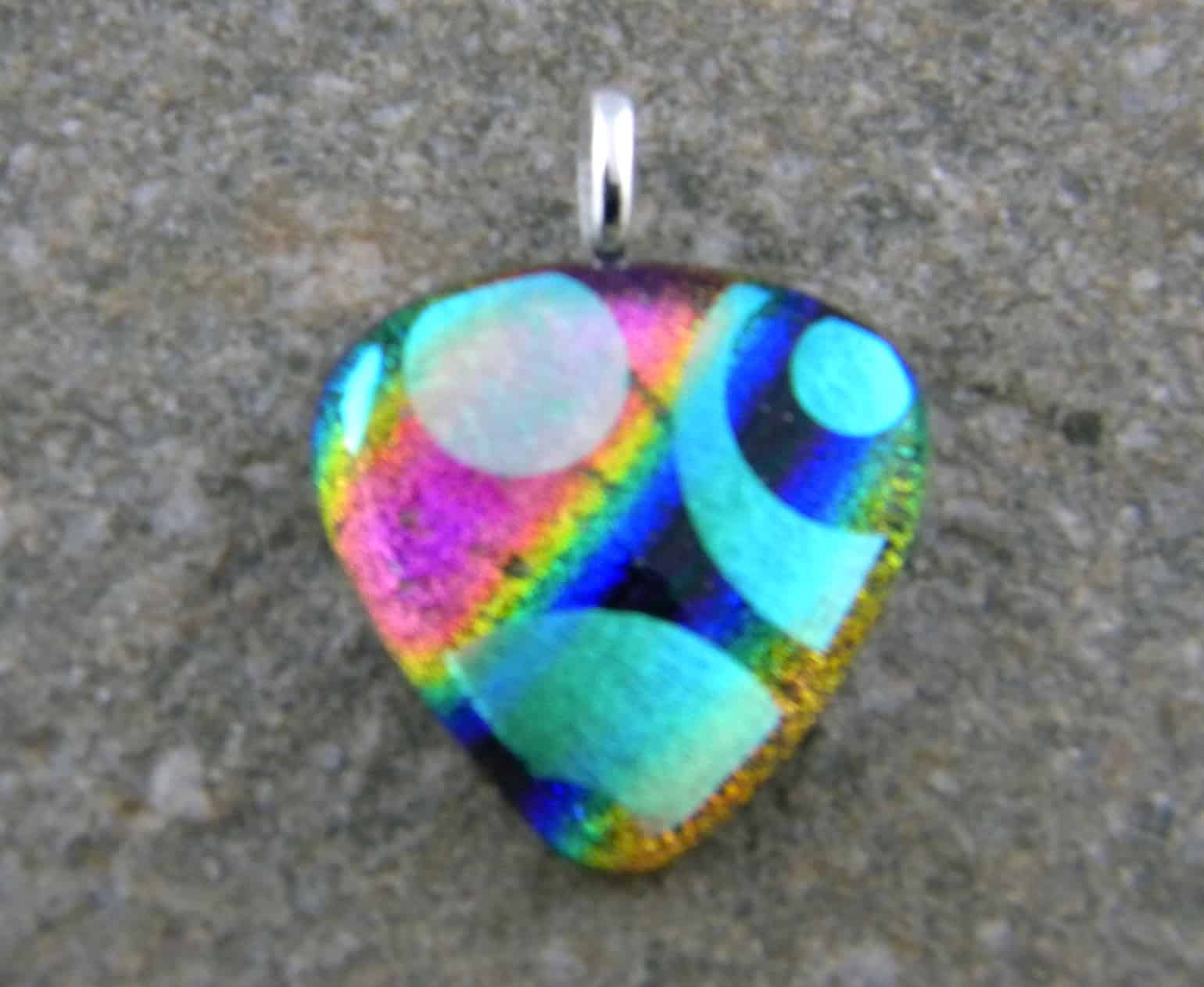 Fused Glass Pendant – Dichroic Rainbow Triangle – Elegant Fused Glass ...