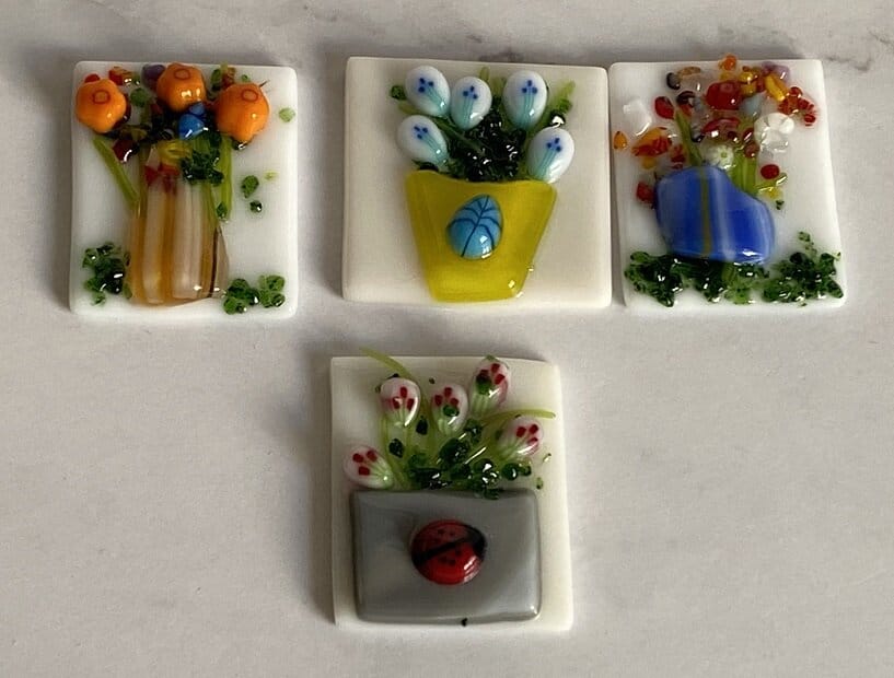 Fused Glass Mini Magnets – Elegant Fused Glass by Karen
